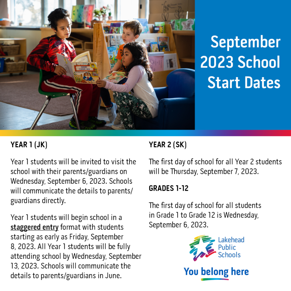 September School Start Dates - Lakehead District School Board Lakehead ...